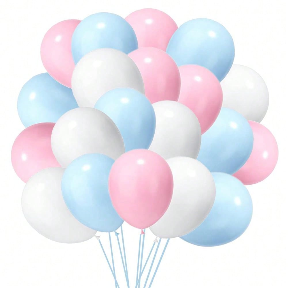 Pink and Blue Latex Balloons, 30 Pack 12 inch Pink Blue White Party ...