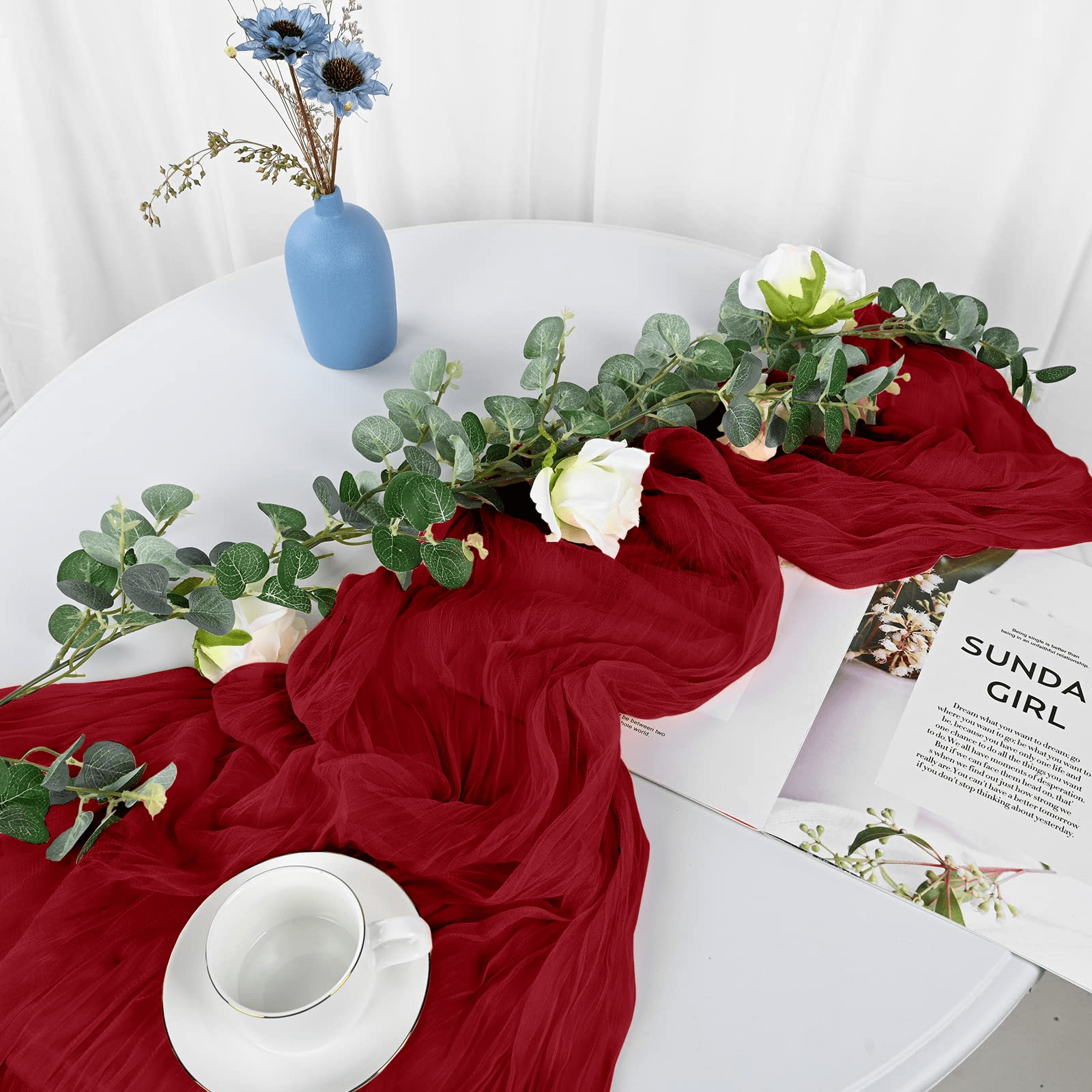 6 Pack 10Ft Cheesecloth Table Runner 29''X120'' Gauze Semi-Sheer Table ...