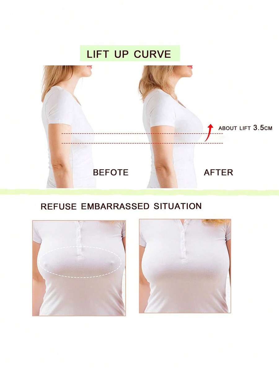 1pair Reusable Silicone Self Adhesive Invisible Push Up Bra Strapless