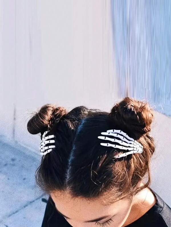 1pc Skull Hand Bone Shaped Hair Clip, Festival Celebration Party Side ...