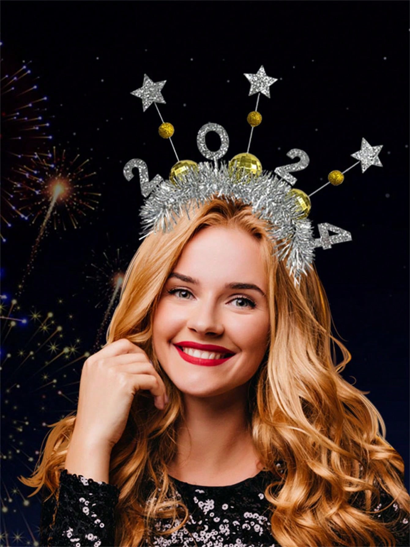 1pc 2024 New Year Fireworks Headband, Photography Props, Holiday-Themed ...