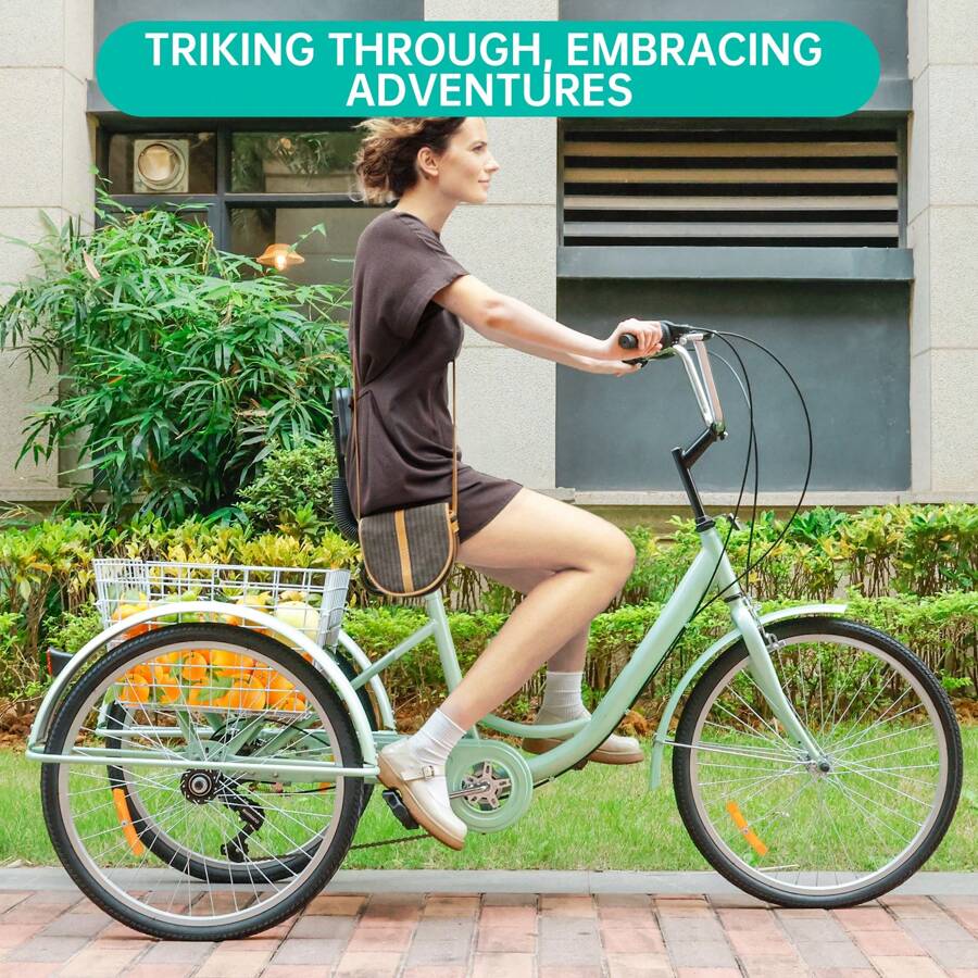 Adult Tricycle 7 Speed, 3-Wheel Bikes, 24 Inch Wheels Cruiser Bikes ...