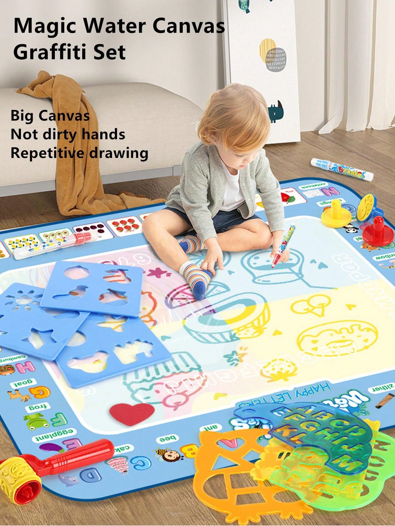 سجادة الرسم بالماء، لوحة الرسم السحرية بالماء ذات حجم كبير وتصميم قابل ...
