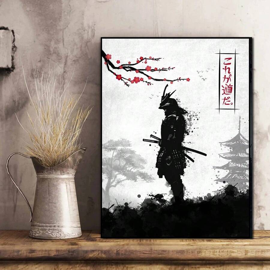 1 pc Retro Japanese Sakura Samurai Poster Landscape Anime Warrior ...