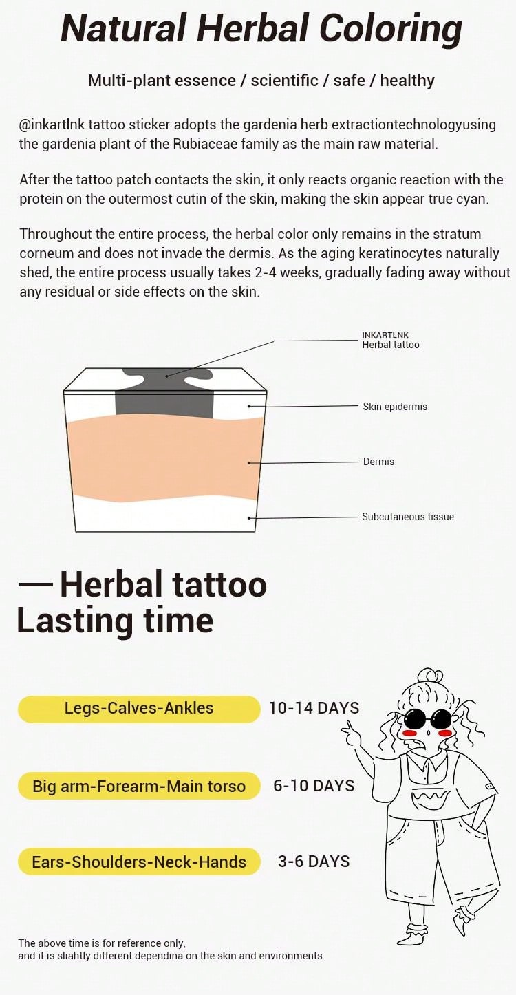 Inkartlink 8*17cm 1 Piece Ink Skull Herbal Juice Tattoo Stickers Magic ...