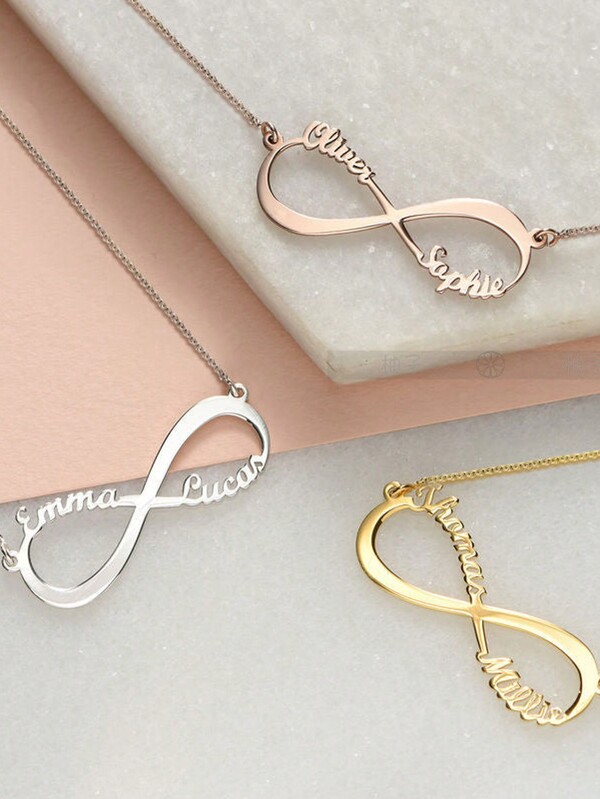 Customized Name Necklace With Infinity Symbol, Engraved Family Member's ...