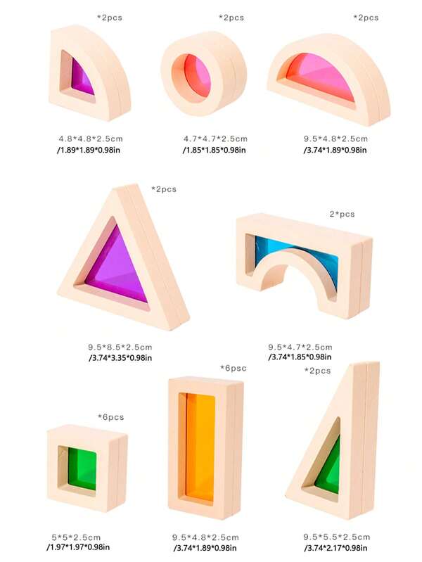 1 Set Wooden 25-piece Acrylic Translucent Block Puzzle Educational Game ...