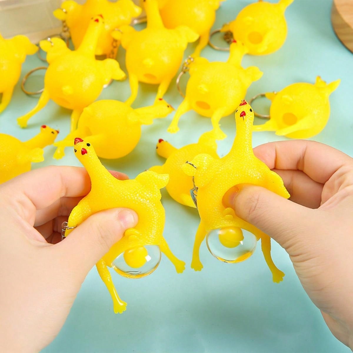 Stress Relief Toy Keychain: Egg-laying Chicken & Squeezing Chicken ...