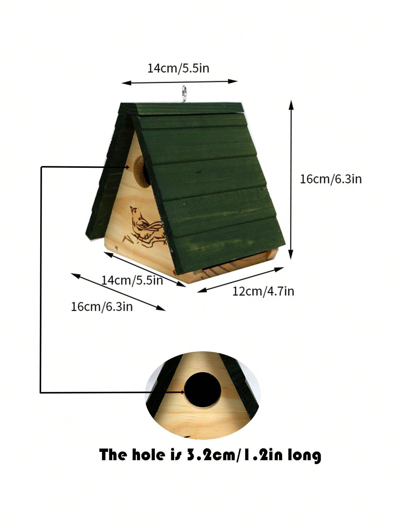 1pc Real Wood Triangle Birdhouse With Olive Green Top for Sale ...