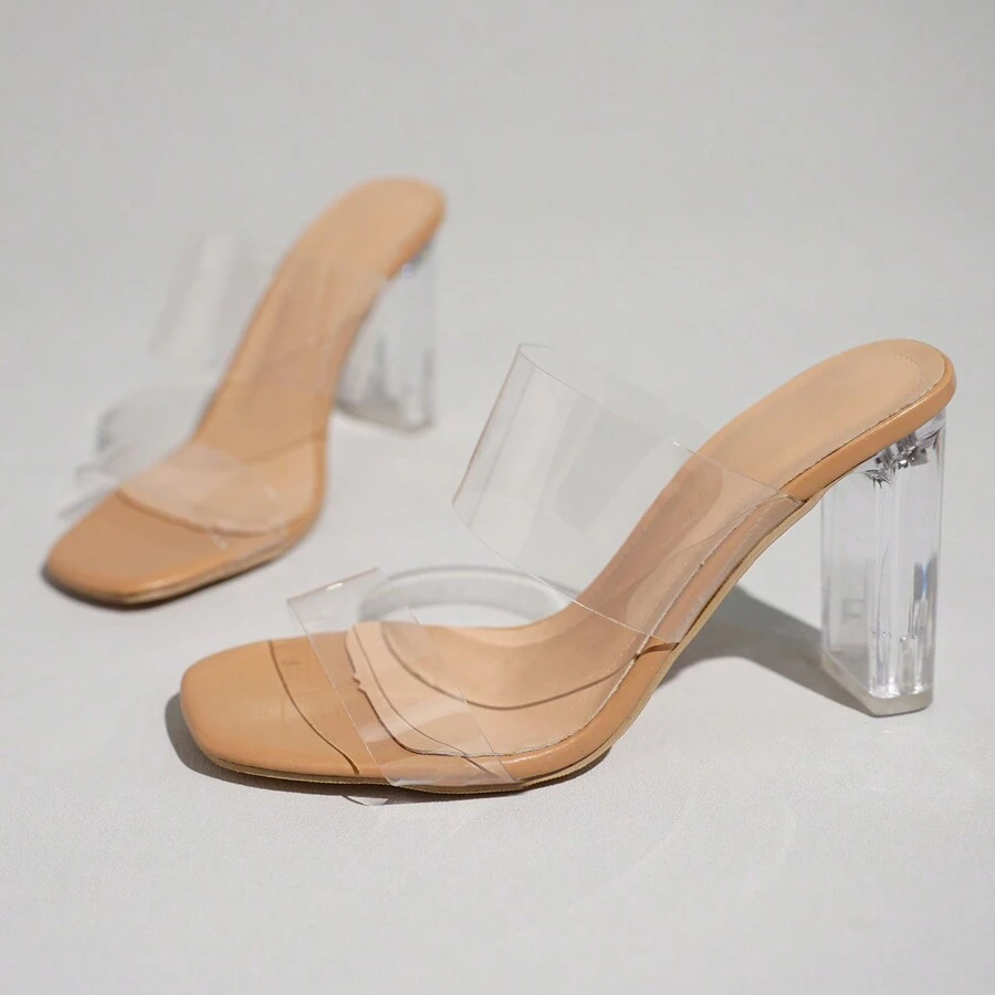Women's Crystal Clear Slipper, Summer Fashionable Fairy Style High Heel ...