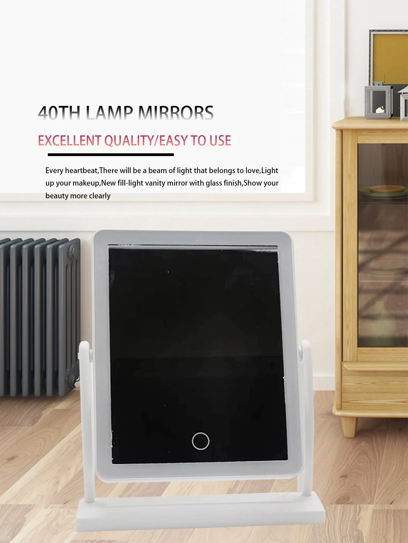 Makeup Mirror With LED Lights And Touch Sensor, ABS Material, 360 ...