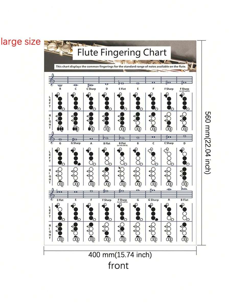 1pc Flute Chord Chart, Flute Fingering Chart, Flute Practice Comparison ...