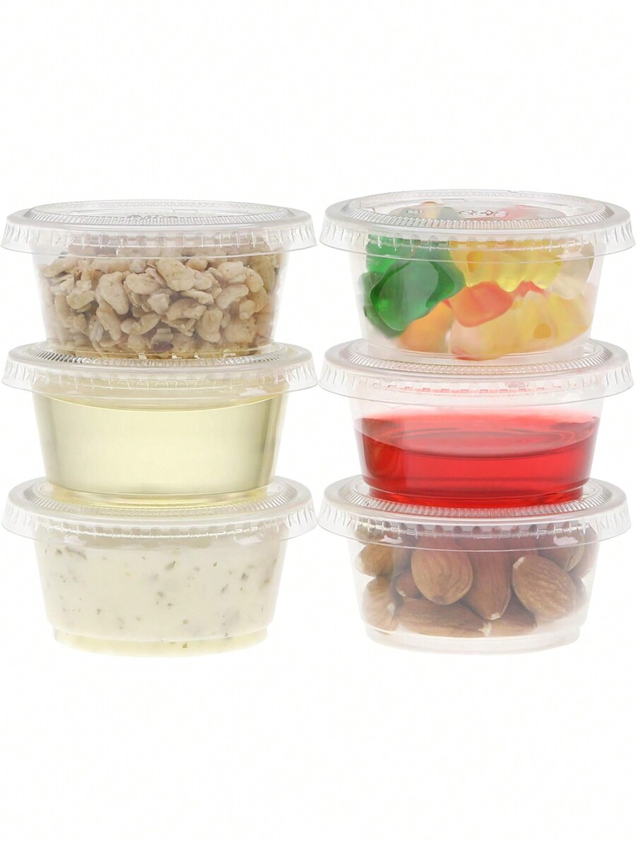 25/50 Sets -2 Oz Portion Cups With Lids Plastic Cups For Meal Prep ...