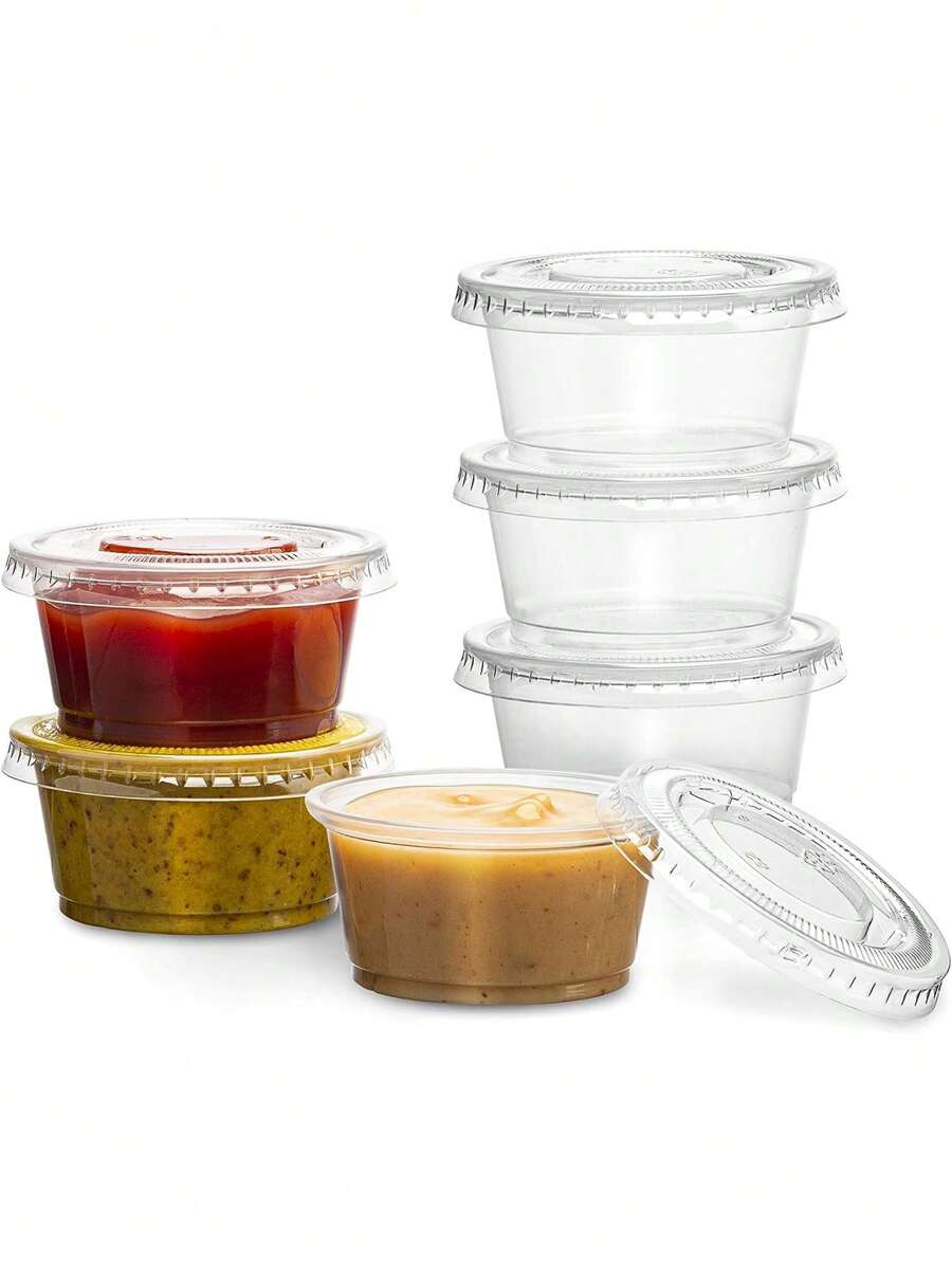 25/50 Sets -2 Oz Portion Cups With Lids Plastic Cups For Meal Prep ...