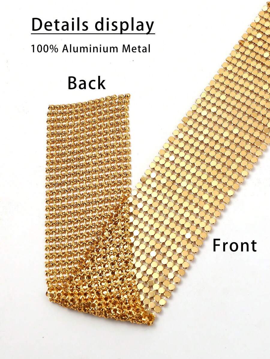 1pc Women Glitter Metal Sequin Scarf Super Shiny Minimalist Long Strip ...