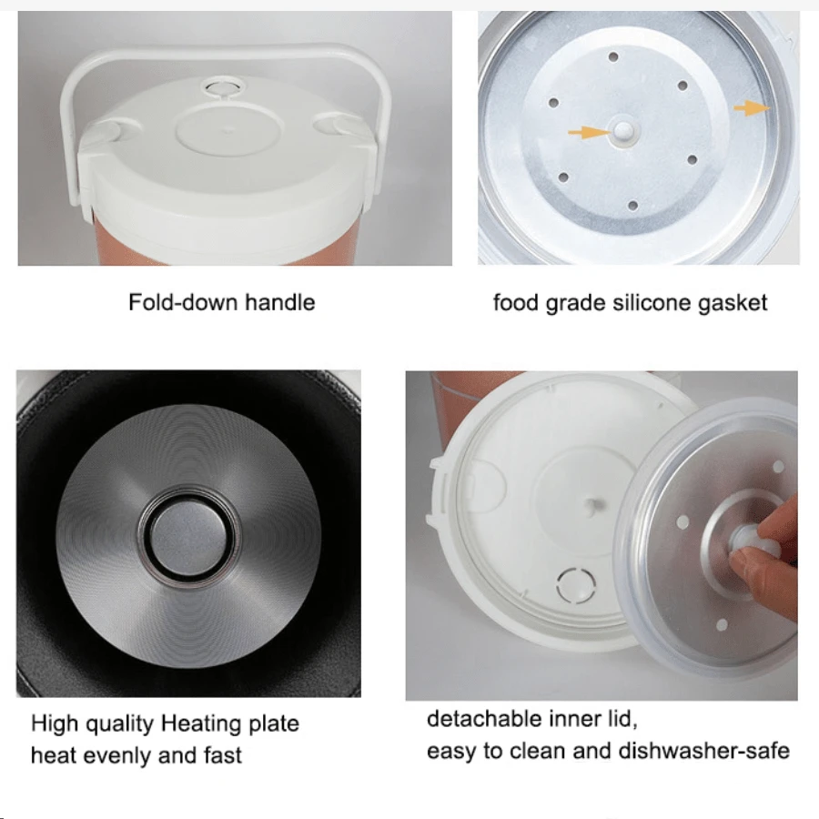 12V 24V Mini Car Rice Cookers 1.6L Car Trucks Electric Soup Porridge ...