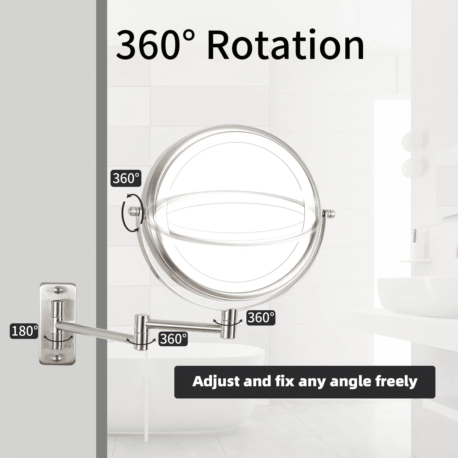 Wall Mount Vanity Mirror with Lights, 8 Inch Double Sided 10X Lighted ...