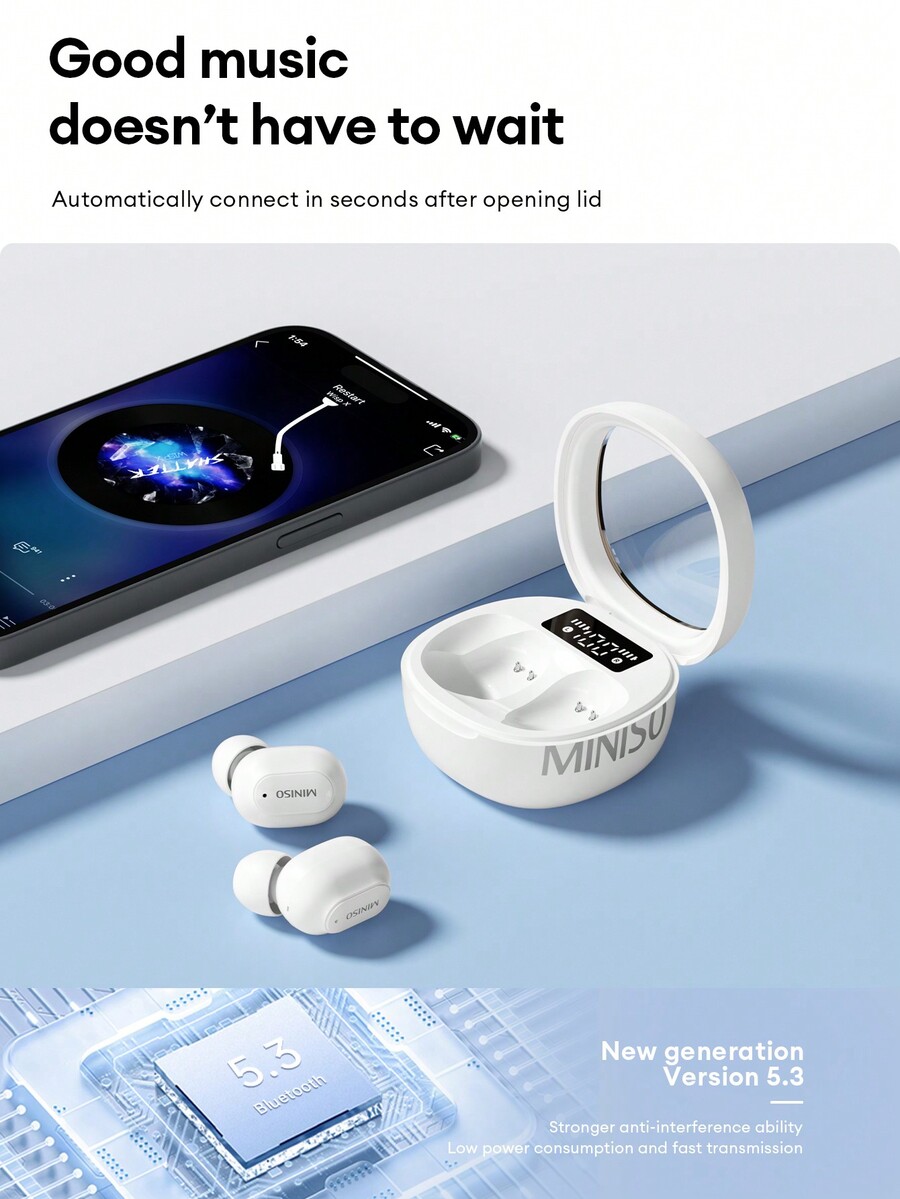 MCT10 Passive Noise Reduction In-Ear 5.3 LED Display TWS Earphone With ...