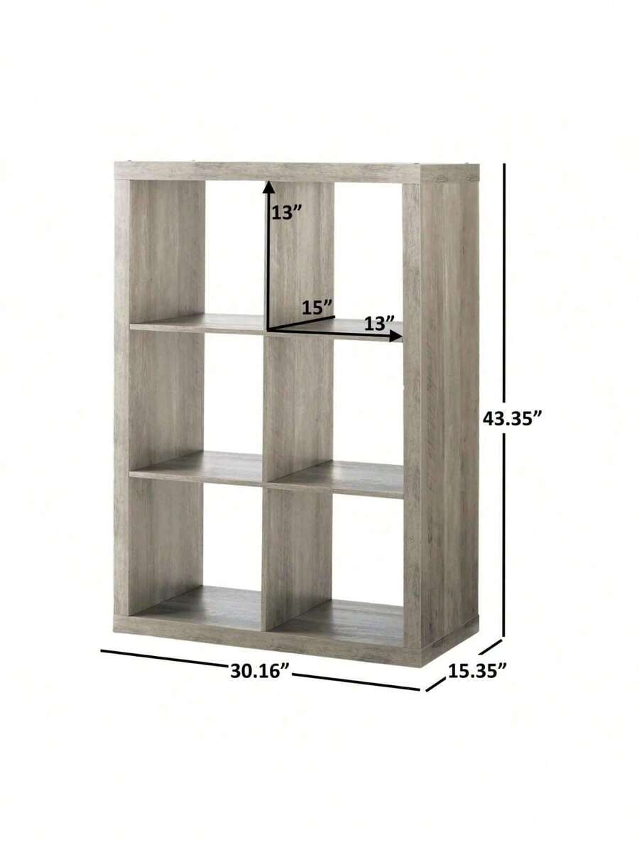 6-Cube Storage Organizer, Rustic Gray Texture Book Storage Book Rack ...