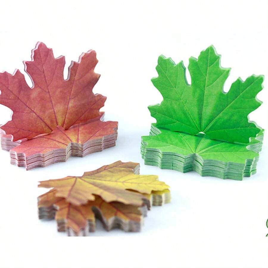 Artificial Maple Leaf Shaped Sticky Note Pad, 3 Colors Fall Leaf To-do ...