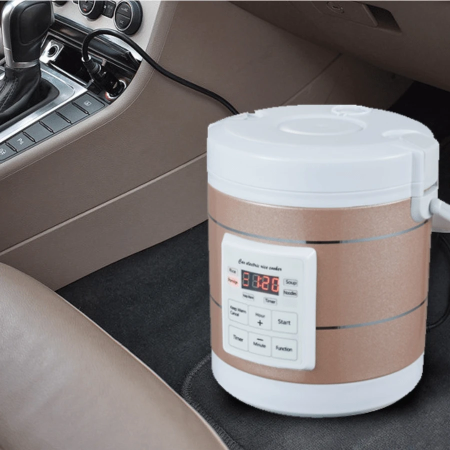 12V 24V Mini Car Rice Cookers 1.6L Car Trucks Electric Soup Porridge ...