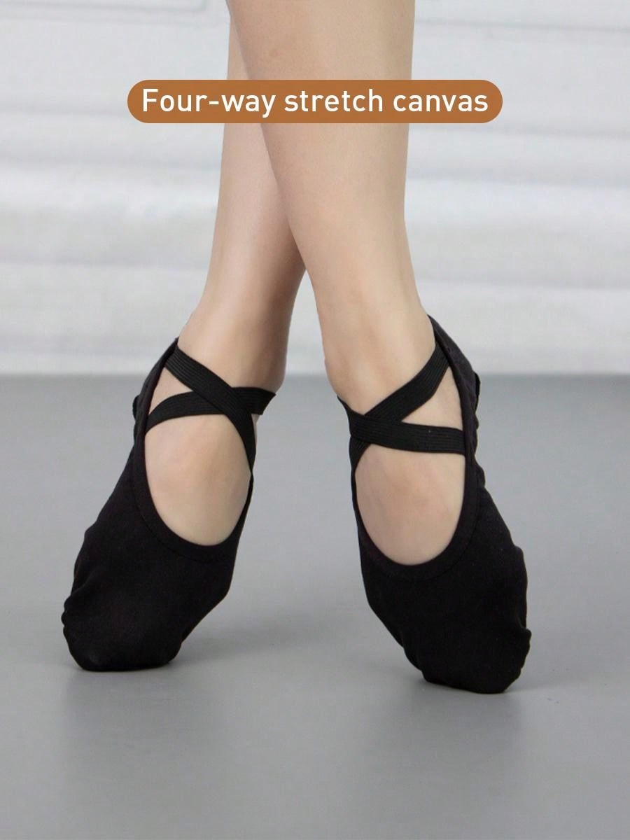 Split Sole 4-way Stretch Canvas Ballet Shoes | SHEIN UK