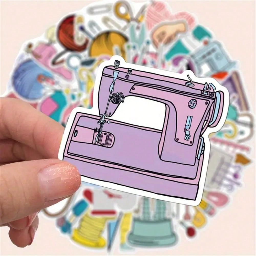 50pcs Cartoon Sewing Machine Sticker Decoration, Waterproof Vinyl ...