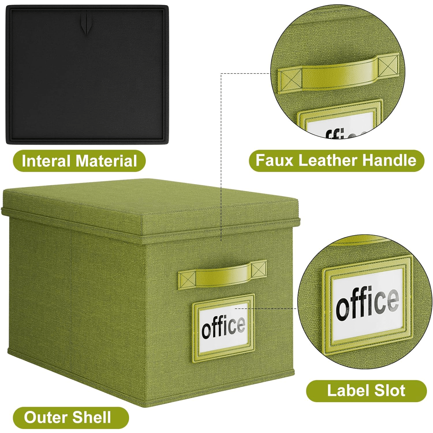 Upgraded File Organizer Boxes Set of 2, File Boxes with Lids, Linen ...