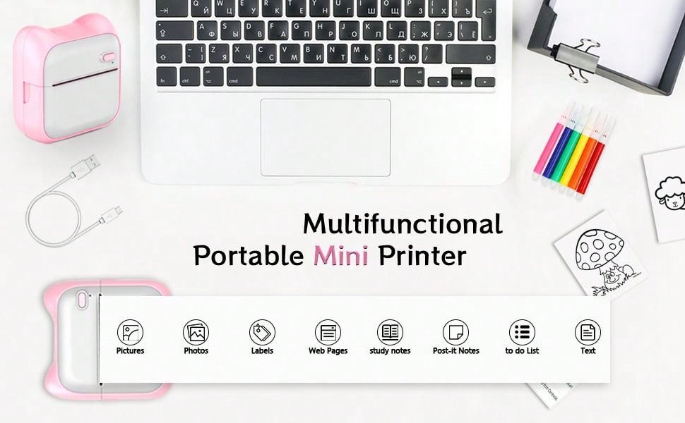 Mini-drucker-aufkleber-macher, Thermischer Aufkleber-drucker, Inkless ...