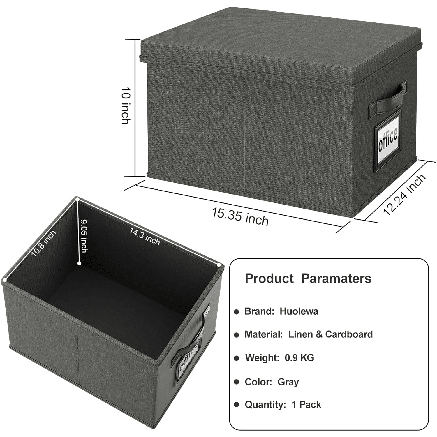 Upgraded File Organizer Box with Lid, Decorative File Box with Handle ...