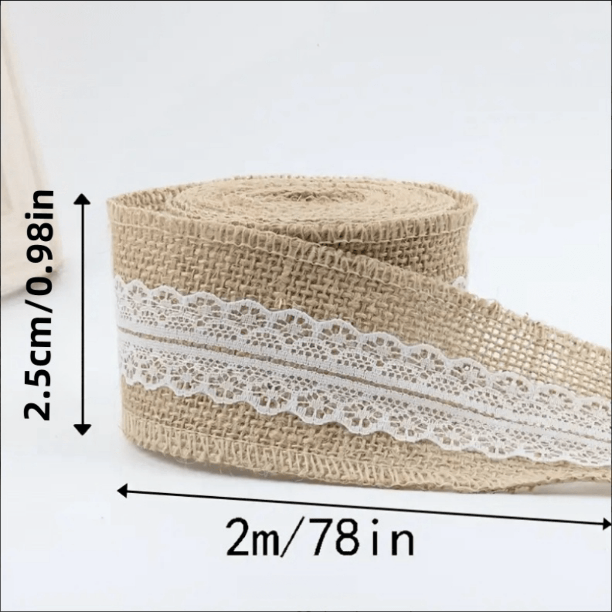 1PcsDIY Jute Woven Webbing Lace Linen Woven Decorative Ribbon Roll 78 ...