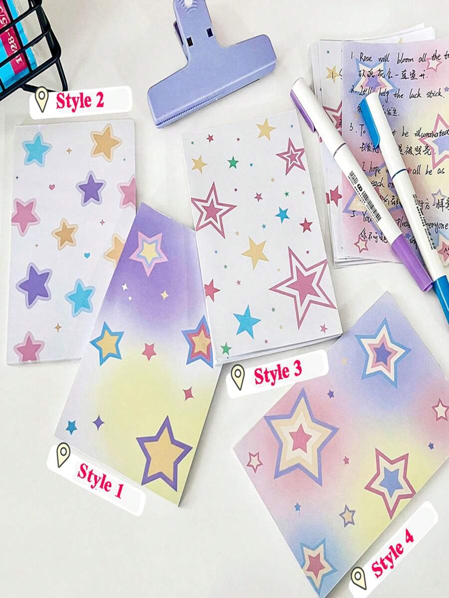1book/50sheets Multistyle Small Star Shaped Sticky Note Pad, Tearable ...