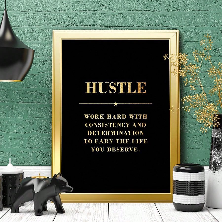 3pcs/set A4 Size Black And Gold Motivational Quotes Posters, Without ...