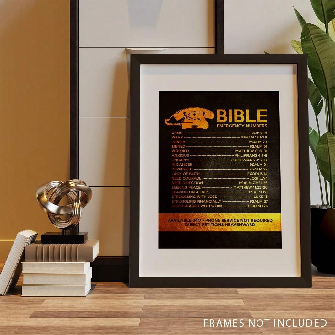 1pc A5/a4/a3 Size Black And Gold Style Bible Verse Number Poster ...