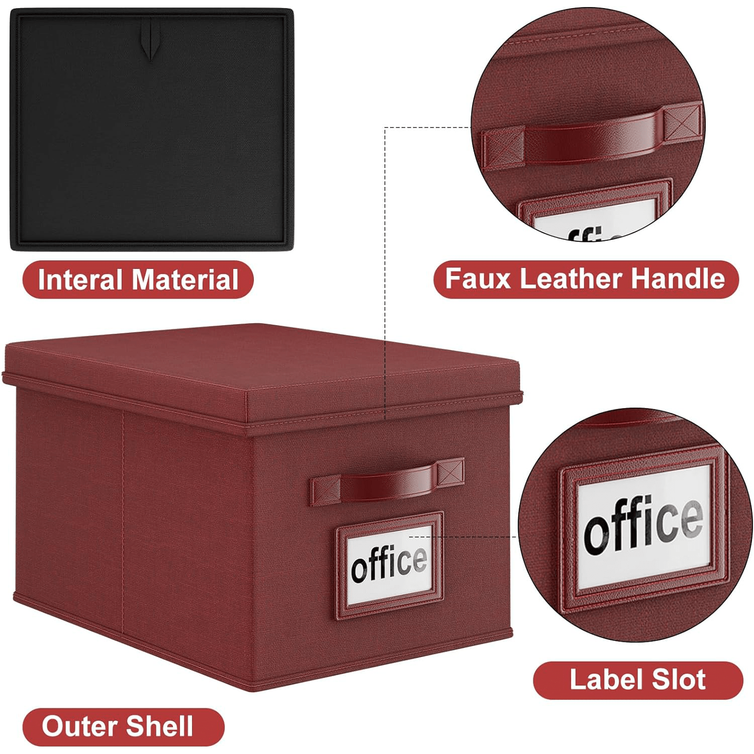 Upgraded File Organizer Boxes Set of 2, File Boxes with Lids, Linen ...