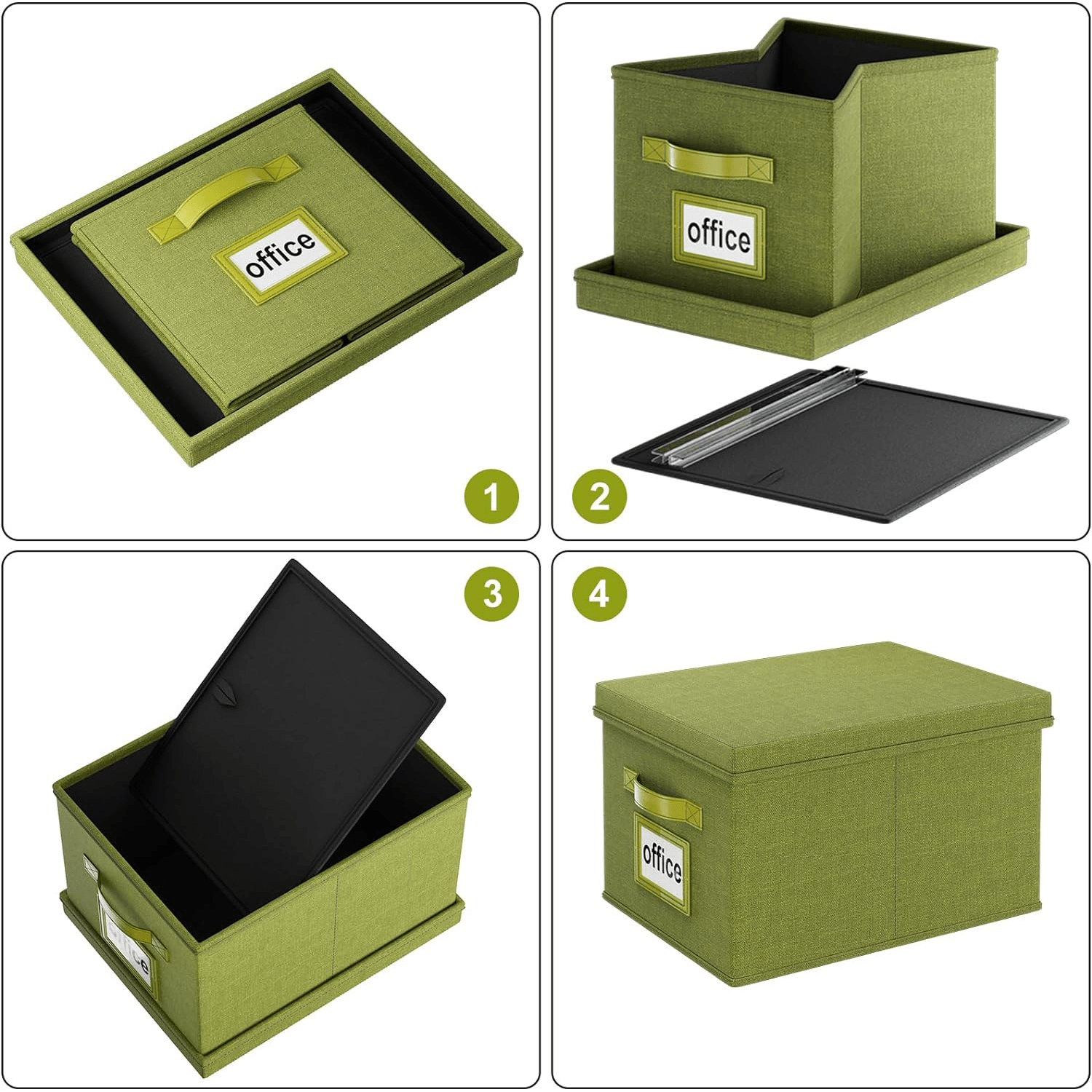 Upgraded File Organizer Box with Lid, Decorative File Box with Handle ...