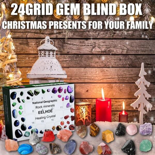 1pc 24 Grids Mineral Blind Box - Green 24 Days Of Christmas Game ...
