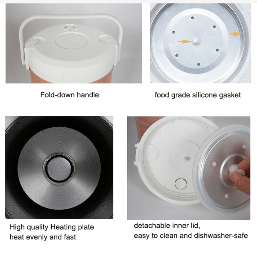 12V 24V Mini Car Rice Cookers 1.6L Car Trucks Electric Soup Porridge ...