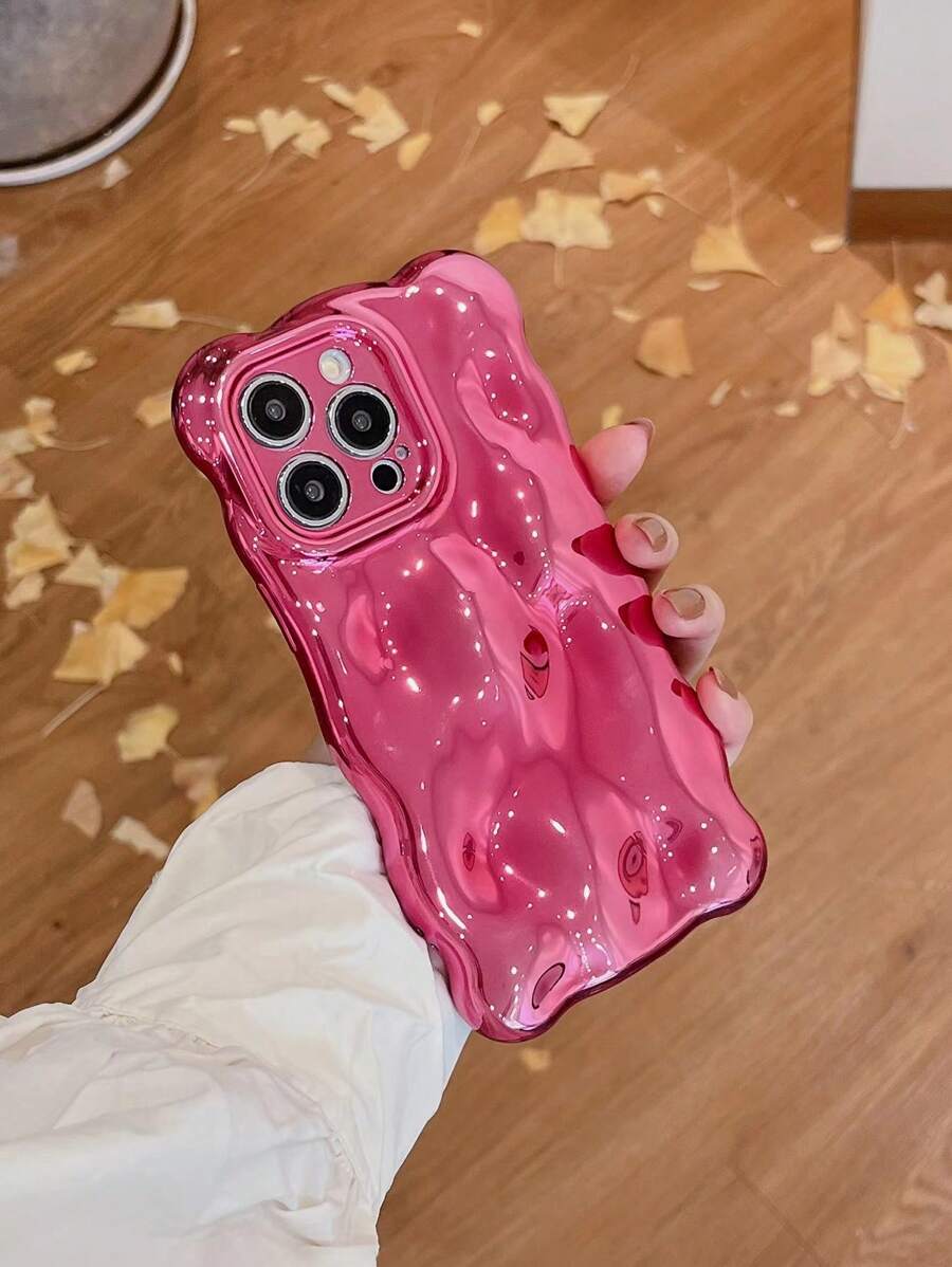 Caso de Telefone Apple Wave Bubble Eletrolítico Rosa Vermelho ...