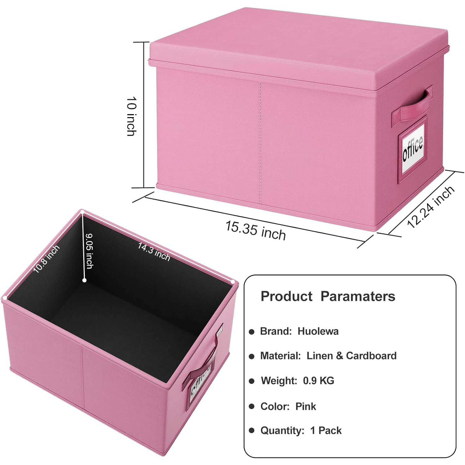 Upgraded File Organizer Box with Lid, Decorative File Box with Handle ...