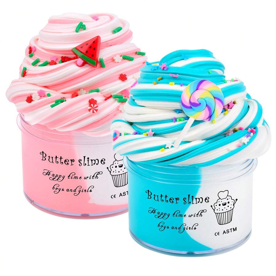 2pcs Butter Bicolor Slime Kit. For Party Favors Gift, Scents Dual ...