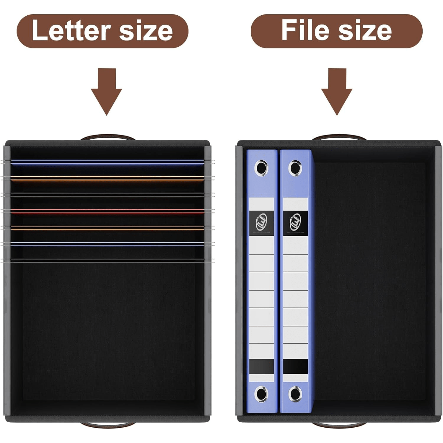 Upgraded File Organizer Boxes with Lids, Collapsible Faux Leather ...