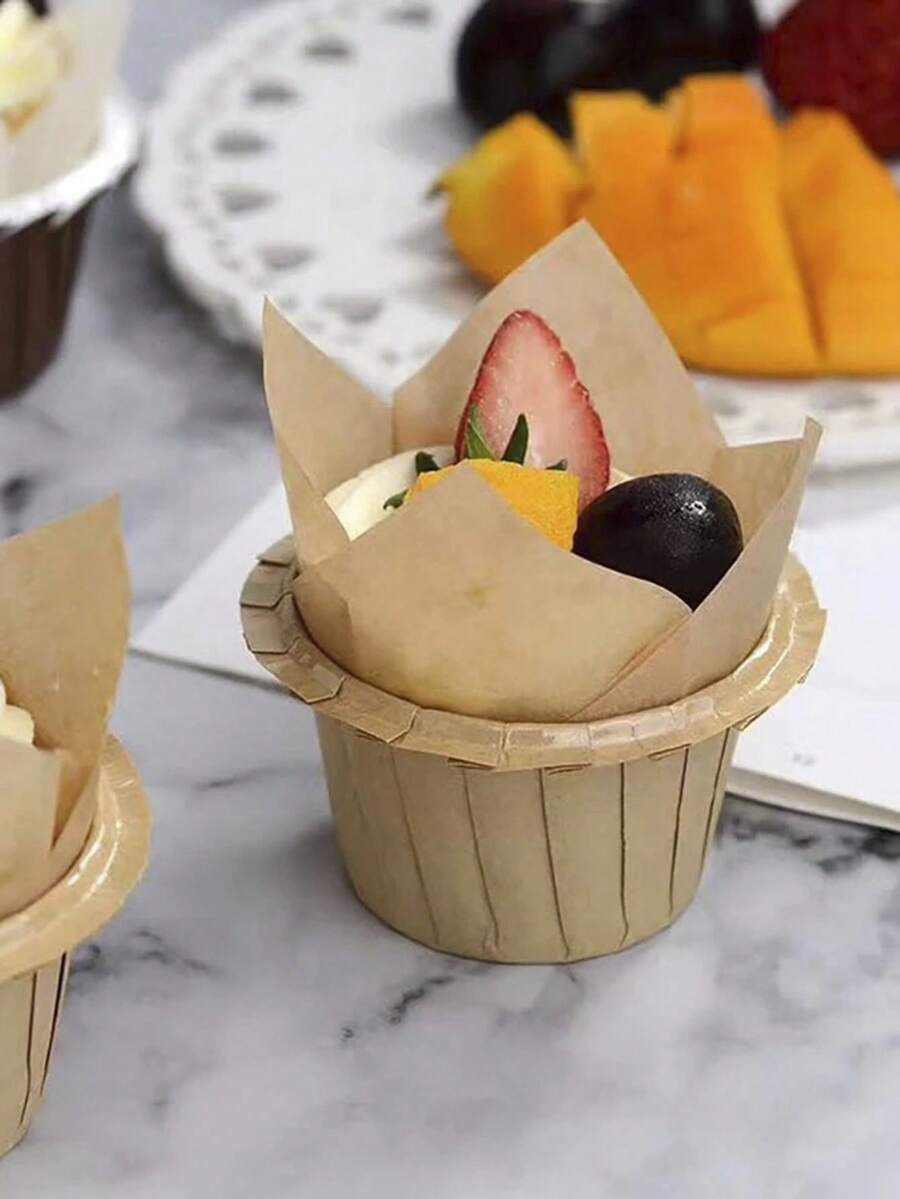 9pcs Tulip Cake Baking Cups & Muffin Cups & Wrappers, Disposable Paper ...