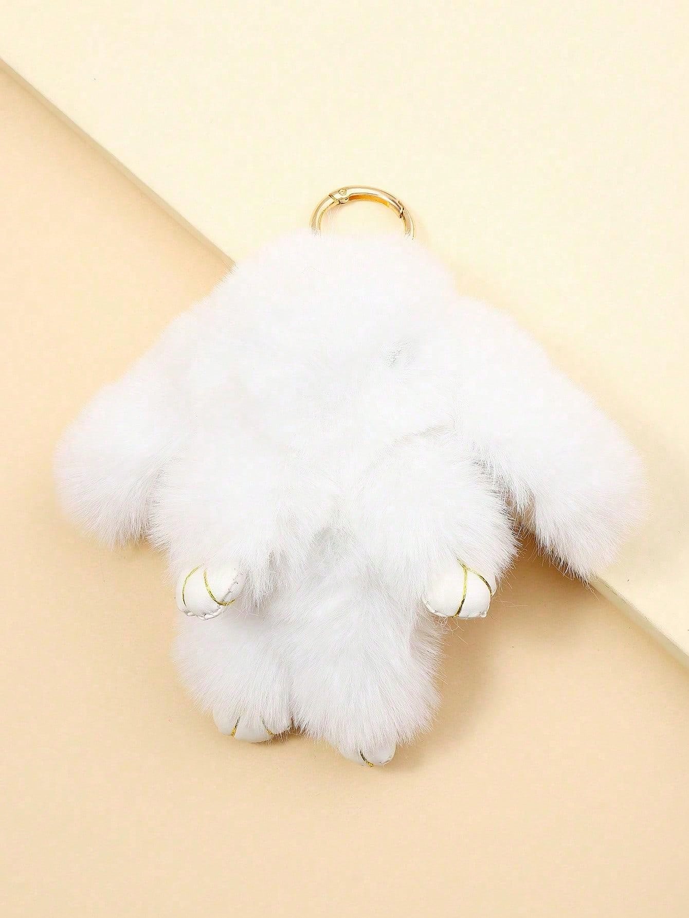 1pc Light Grey Long-eared Plush Rabbit Keychain | SHEIN USA