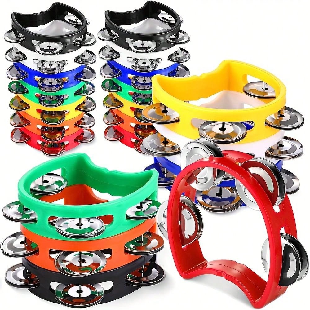 1pc Plastic Percussion Tambourine For Adults Hand Tambourine Musical ...