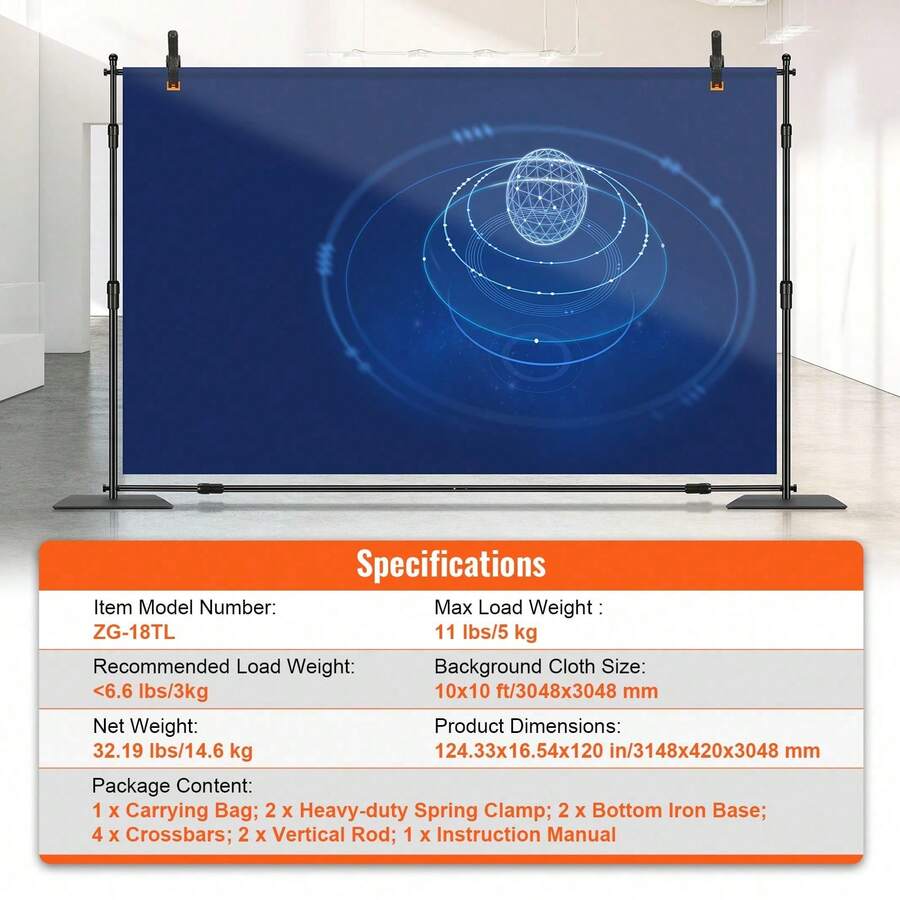 SKYSHALO 8x8 To 12x10 Ft Backdrop Stand, Adjustable Backdrop Banner ...