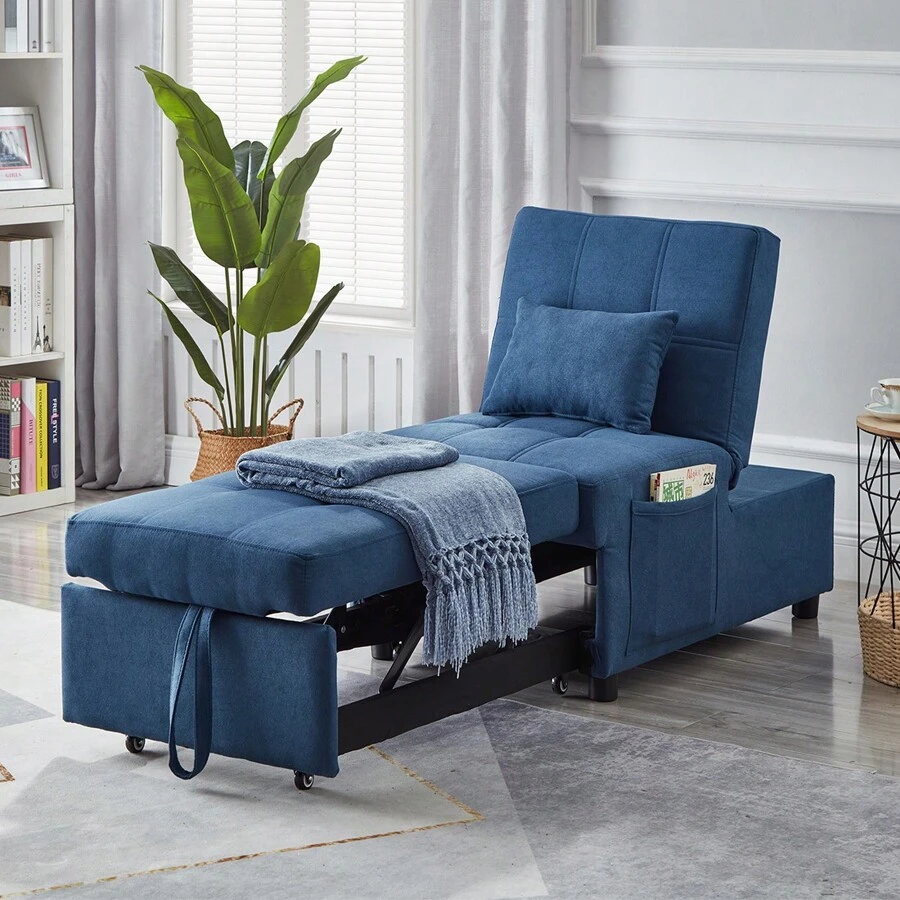 Modern Linen Fabric Recliner Chair Bed,Multi-Functional Single cahir ...