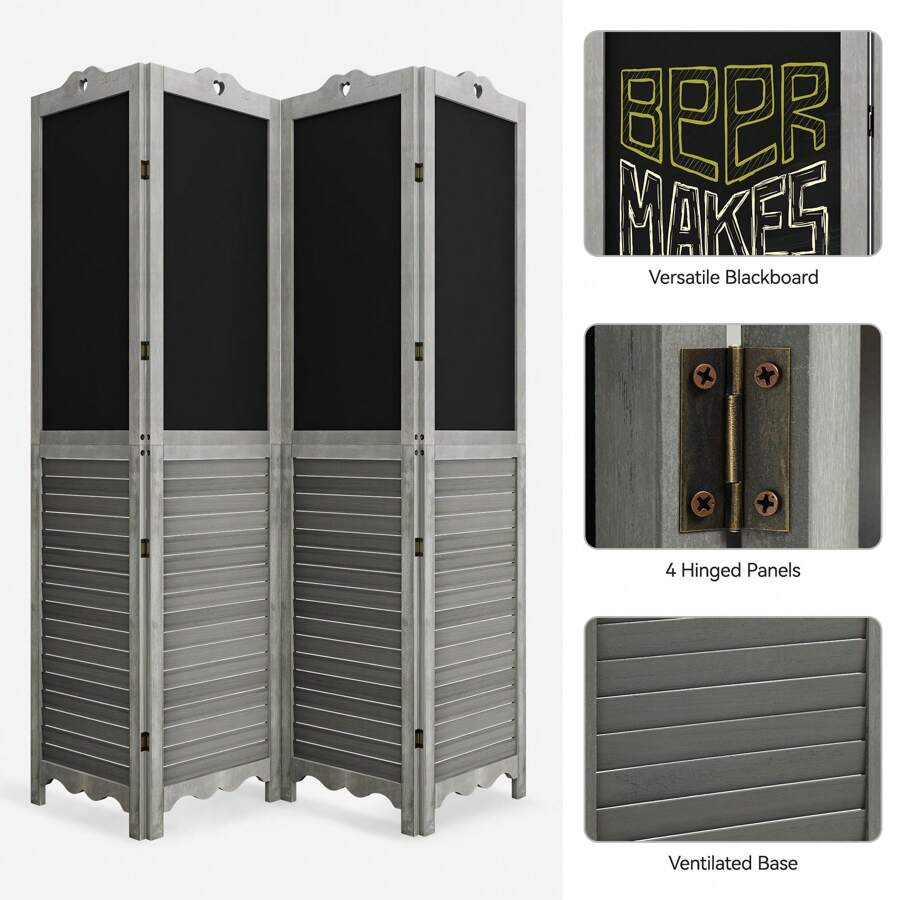 YITAHOME Room Divider, 4 Panel Folding Privacy Screens with Chalkboard ...