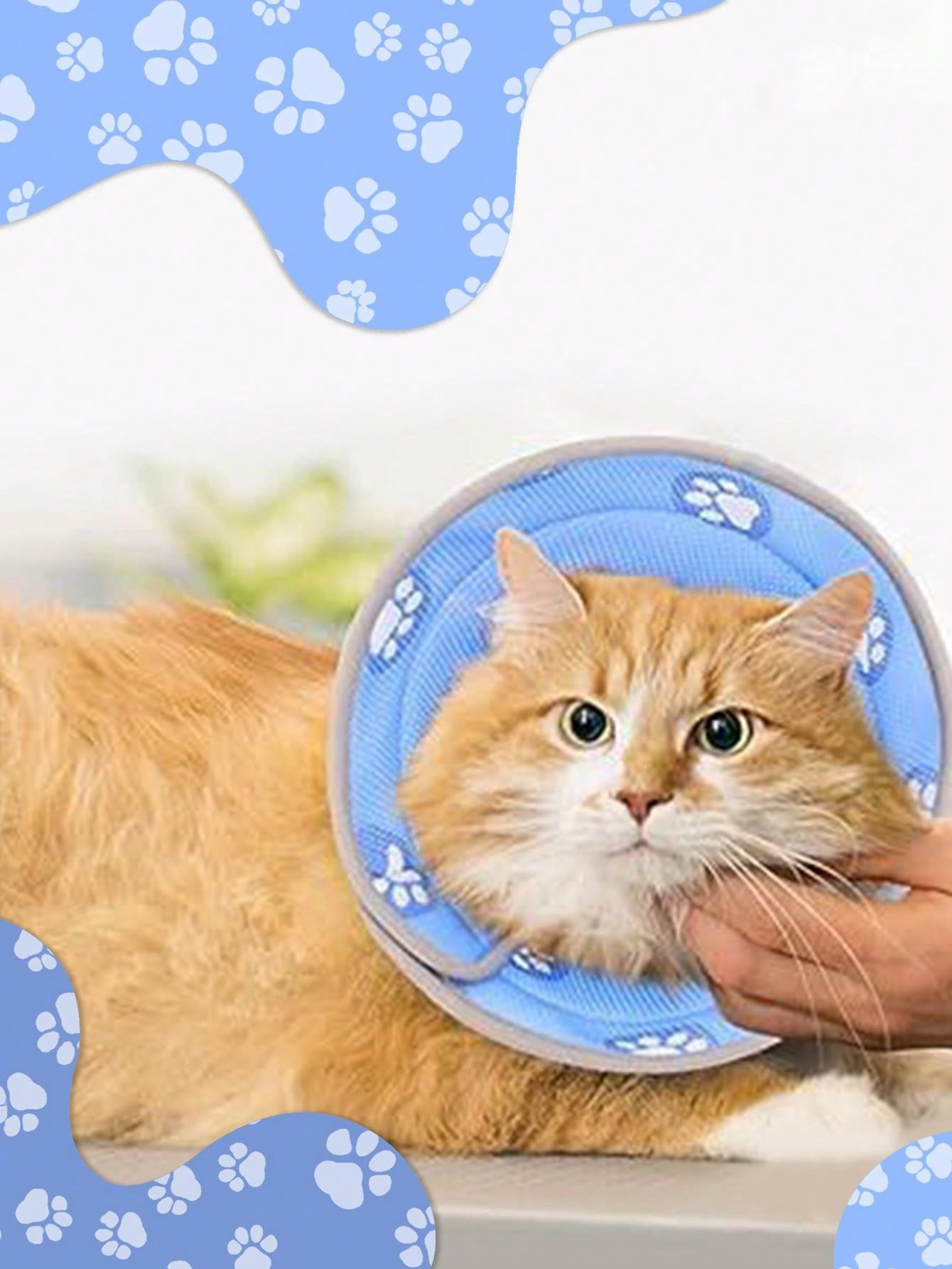 Cat Print Protective Cone Collar, Soft Cone Shaped Collar For Cats To ...