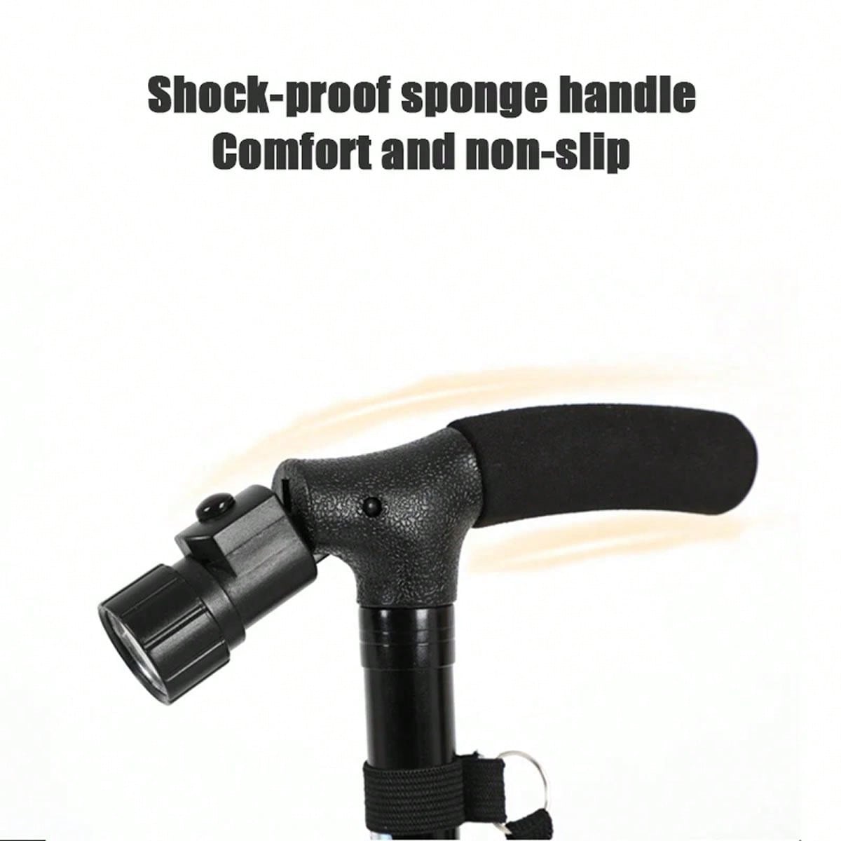 Folding Trekking Poles Double Handle Walking Sticking With Flashlight ...